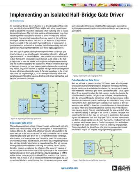 Isolated Half Bridge Gate Driver Digital Isolator Implementation