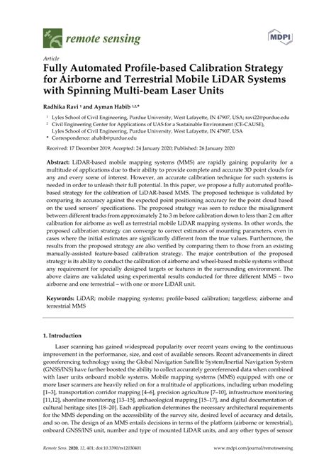 PDF Fully Automated Profile Based Calibration Strategy For Airborne And Terrestrial Mobile