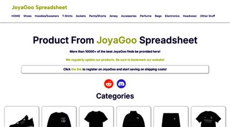 Joyagoo Spreadsheet Joyabuy Sheet Joya Goo