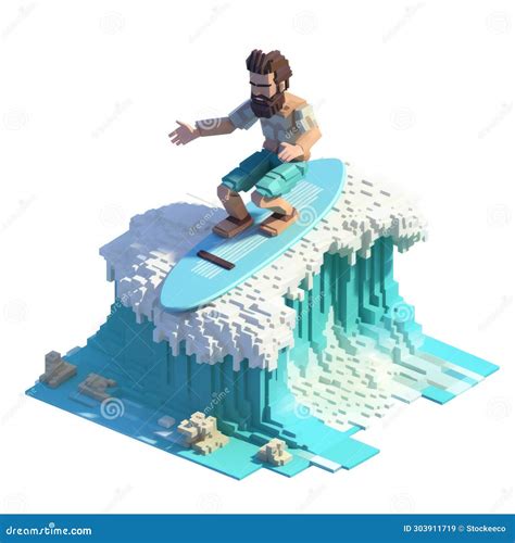 Voxel Surfer A Stunning D Game Art With Mosaic Like Watercolor Illustrations CartoonDealer