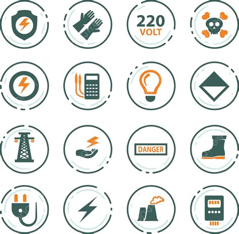High Voltage Icons Set Current Lamp Hand Vector Current Lamp Hand Png And Vector With