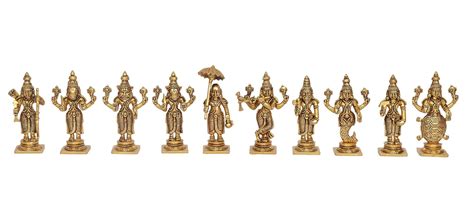 Brass Vishnu Dashavatara Ten Avatars Of Vishnu For Home Temple Office Aona India