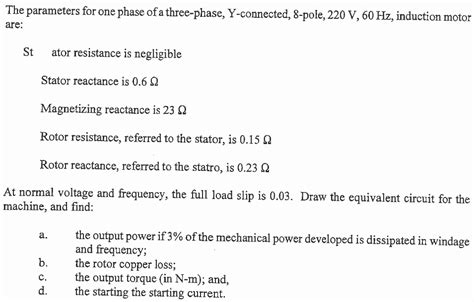 Solved The Parameters For One Phase Of A Three Phase Chegg Com