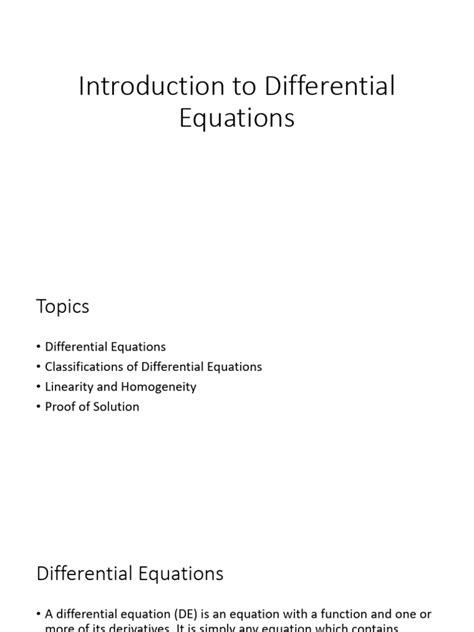 1 Introduction To Differential Equations Pdf Ordinary Differential Equation Differential
