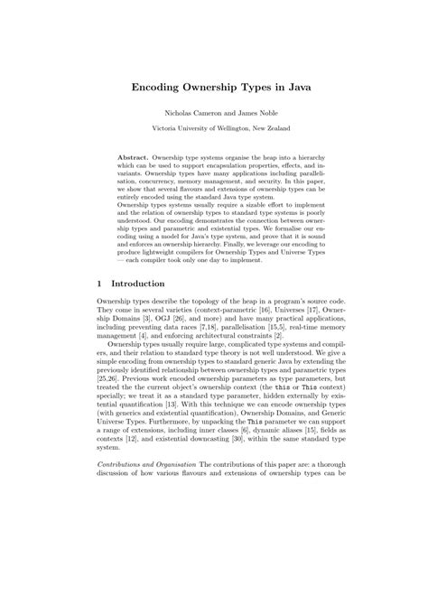Pdf Encoding Ownership Types In Java