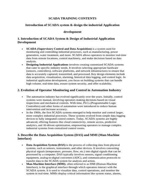 Scada Training Contents Pdf Scada Programmable Logic Controller