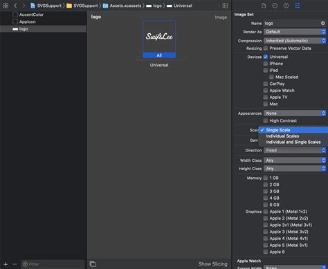 Svg Assets In Xcode For Single Scale Images Swiftlee