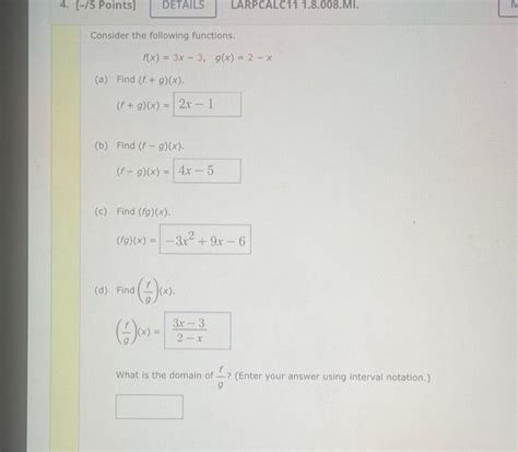 Solved Consider the following functions. f(x)=3x−3,g(x)=2−x | Chegg.com