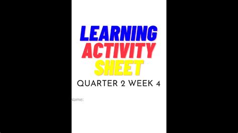 Learning Activity Sheets Grade 2 Quarter 2 Week 4 Youtube