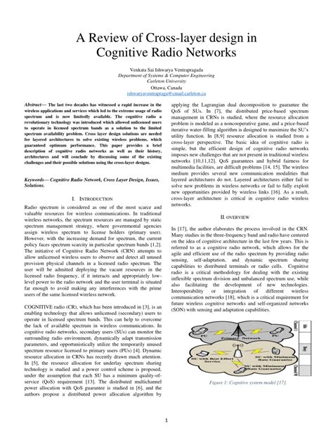 Pdf A Review Of Cross Layer Design In Cognitive Radio Networks