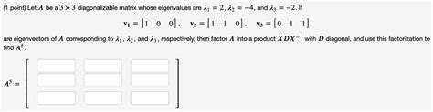 Solved 1 Point Let A Be A 3 X 3 Diagonalizable Matrix