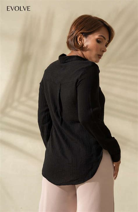 Lucca Shirt Black Cotton Evolve Shop Womens Clothing And Fashion Online
