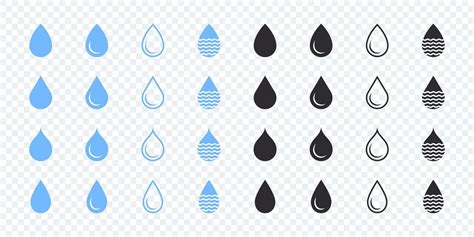Water Drops Icons Set Blue And Black Water Drops Icons Vector