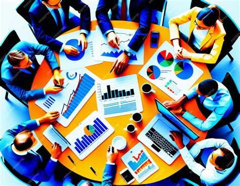 Business Team Collaborating On Marketing Strategy At Round Table Meeting With Analytics And