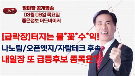 급락장 터지는 불꽃수익 나노팀오픈엣지자람테크 후속내일장 또 급등후보 종목은 좋은정보 장마감 공개방송 Youtube