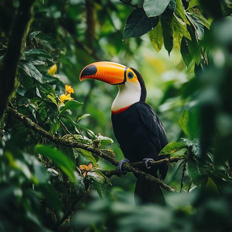 Beautiful Toco Toucan Sitting In A Rainforest Tree Toucan Png File