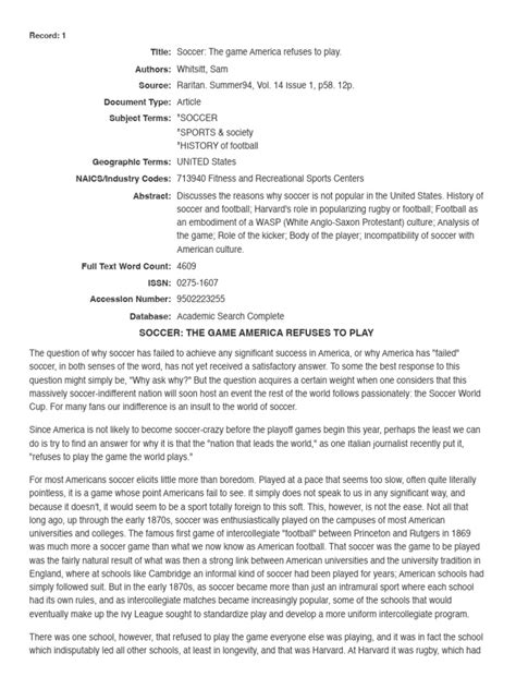 Whitsitt The Sport America Refuses To Play Pdf