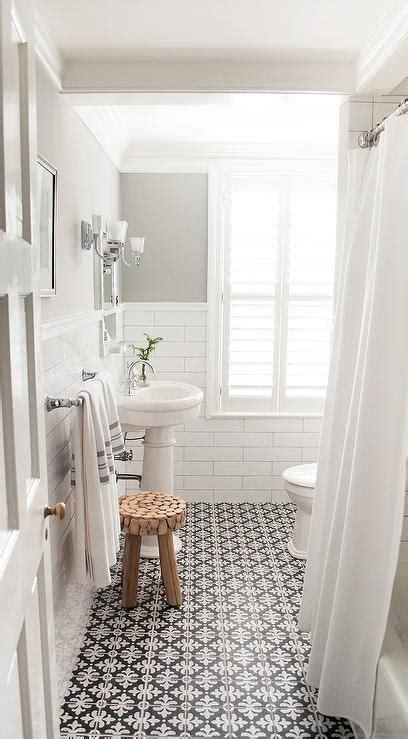 Black And White Bathroom Floor Tiles Transitional Bathroom