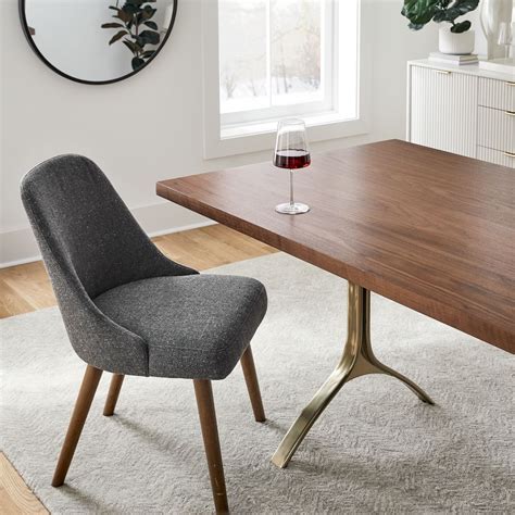 Mid Century Upholstered Dining Chair Wood Legs West Elm