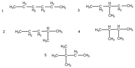 Condensed Structural Formula For Five Isomers Of Hexa
