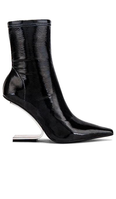 Jeffrey Campbell Compass Bootie In Black Patent Silver Modesens