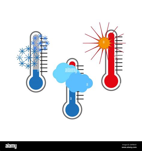 Cartoon Thermometers Sign Cartoon Thermometers Different Weather Icon For Medical Design
