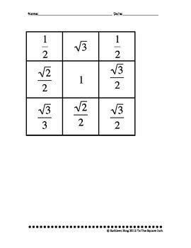Trigonometry Exact Values Table Radians And Degrees TpT