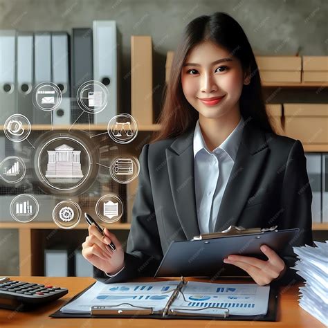 Accountant showing office document auditing concept plan review process ...