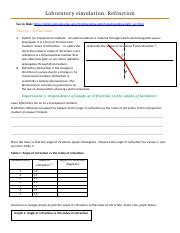 Laboratory Simulation Refraction Theory And Experiments Course Hero