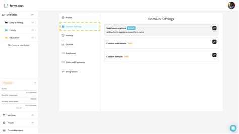 how to choose a custom subdomain for your forms help center