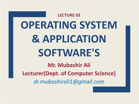 Lecture 3 Operating System And Application Softwares Pdf
