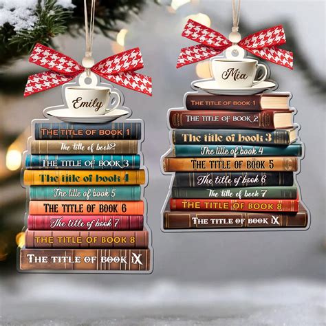 Personalized Bookstack Christmas Ornament Custom Title Of Books Ts