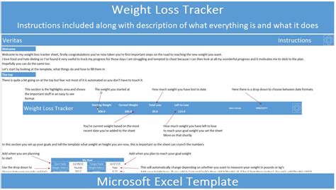 Editable Weight Loss Tracker Template For Microsoft Excel Masterbundles