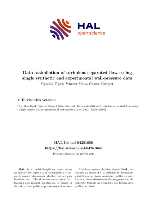 Pdf Data Assimilation Of Turbulent Separated Flows Using Single Synthetic And Experimental