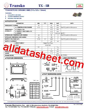 TX SB Datasheet PDF Transko Electronics Inc