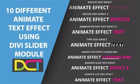 10 different animate text effect using divi slider module