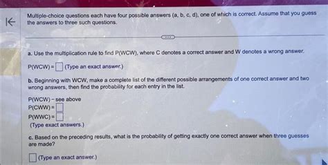 solved multiple choice questions each have four possible