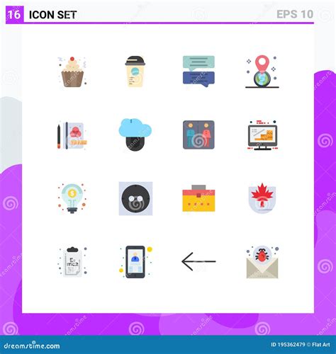 Universal Icon Symbols Group Of 16 Modern Flat Colors Of Creative Location Sports Gps