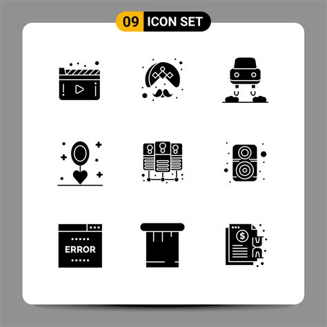 Set Of 9 Modern Ui Icons Symbols Signs For Database Server Necklace Wearing Holiday Celebration