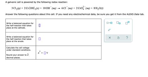Solved A Galvanic Cell Is Powered By The Following Redox
