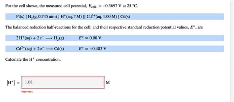Solved For The Cell Shown The Measured Cell Potential