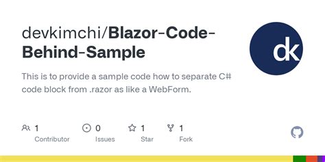 Github Devkimchiblazor Code Behind Sample This Is To Provide A