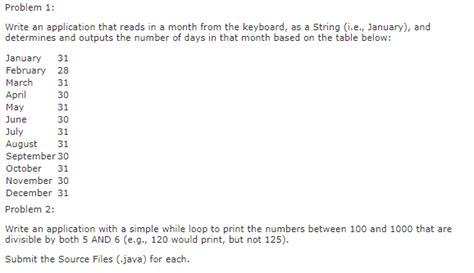 Solved Problem 1 Write An Application That Reads In A Month