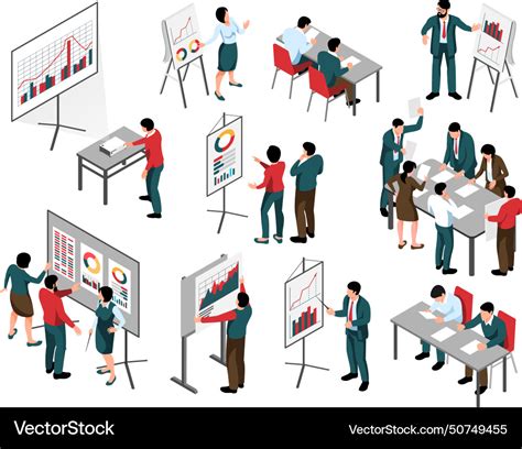 Presentation Isometric Set Royalty Free Vector Image