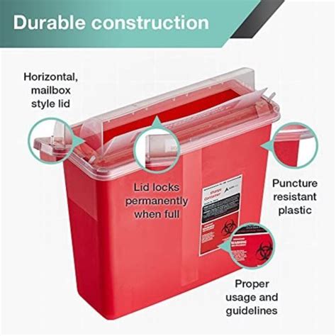 Agna Sharps Container 5 Quart With Mailbox Style Horizontal Lid Fda