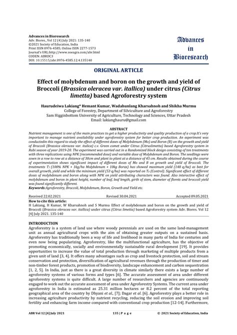 Pdf Effect Of Molybdenum And Boron On The Growth And Yield Of