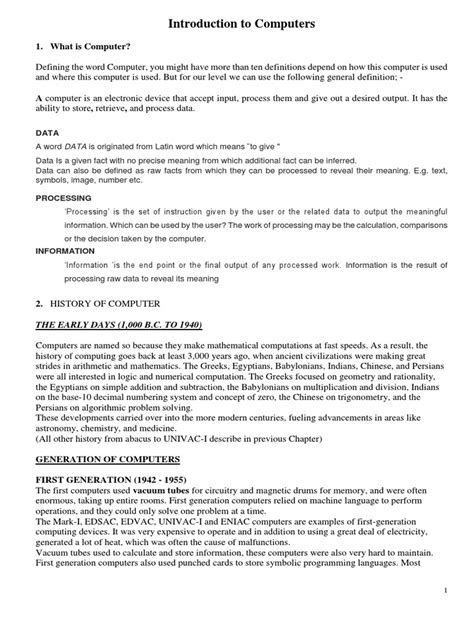 Introduction To Computers 2 001 Pdf Computer Data Storage