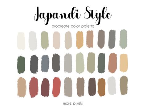 Japandi Style Procreate Color Palette Hex Code Ipad Color Etsy Singapore