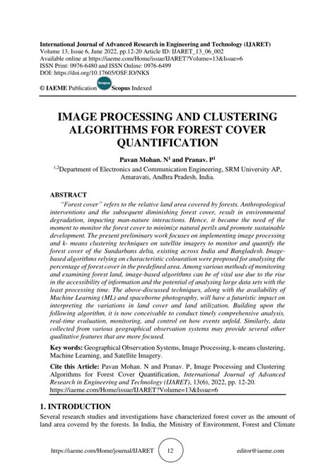 pdf image processing and clustering algorithms for forest cover