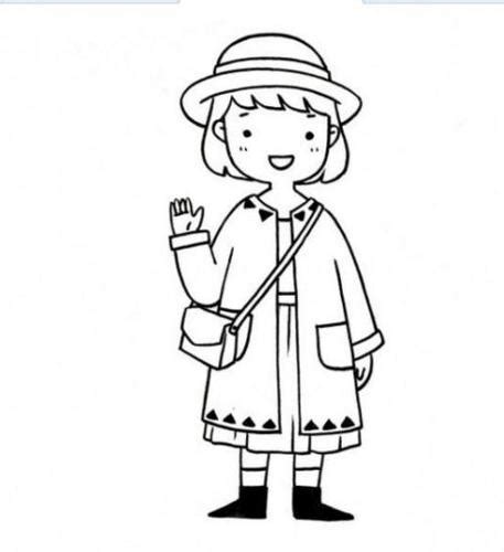 上小学的女学生的简笔画 简笔画图片大全 普车都